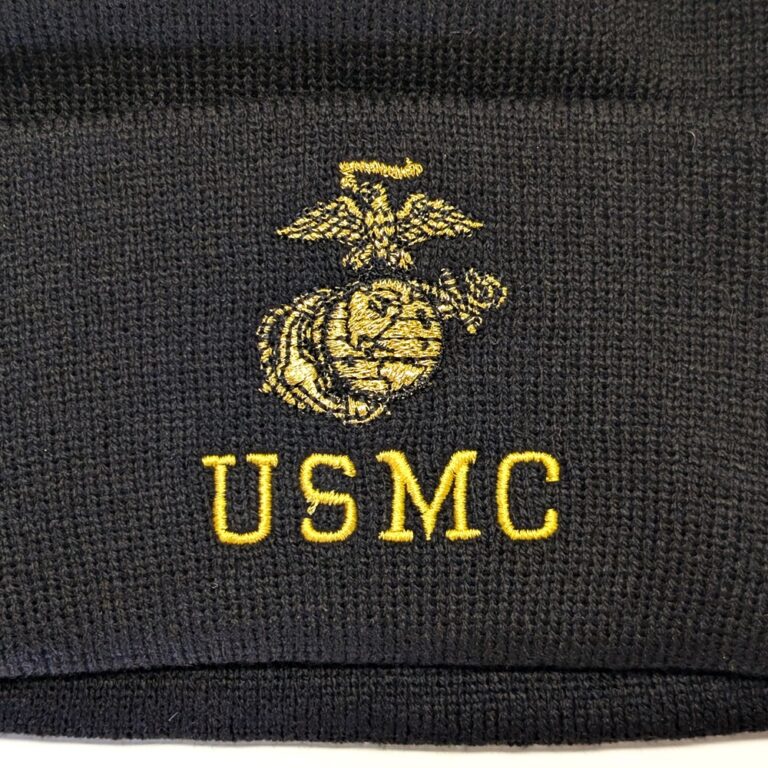 Marine Corps Black & Gold Embroidered USMC EGA Watch Cap