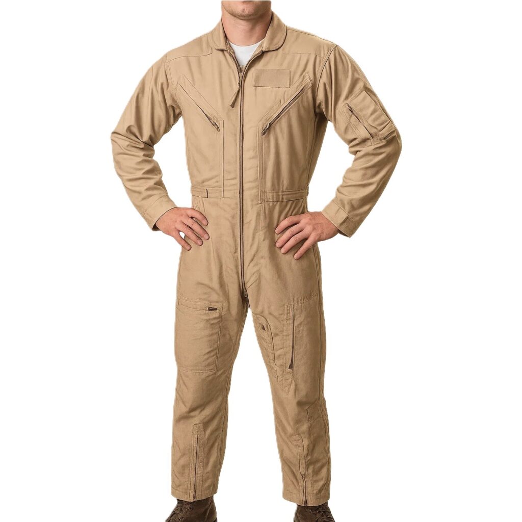 US Military CWU 27P Nomex Flight Suit: USGI Tan Flyer Coveralls